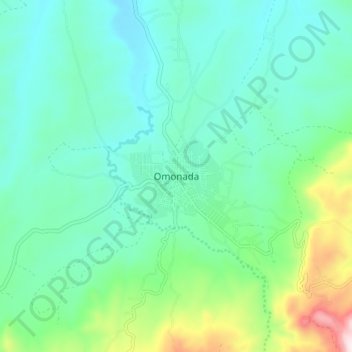 Mapa topográfico Omonada, altitude, relevo