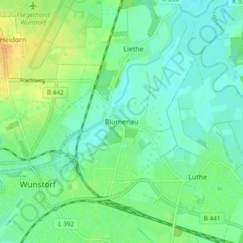 Mapa topográfico Blumenau, altitude, relevo