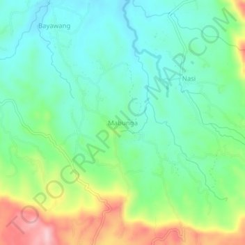 Mapa topográfico Mabunga, altitude, relevo
