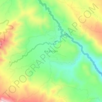 Mapa topográfico Aia Dingin, altitude, relevo