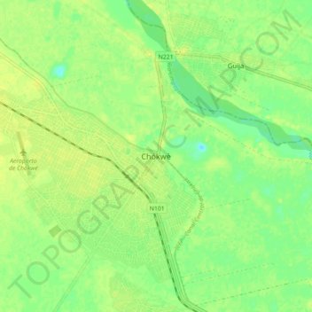 Mapa topográfico Chókwè, altitude, relevo