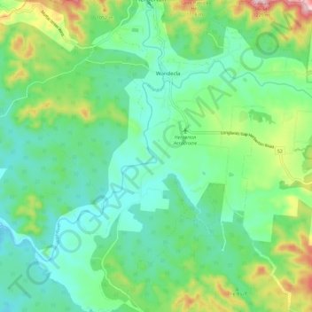 Mapa topográfico Kalunga, altitude, relevo