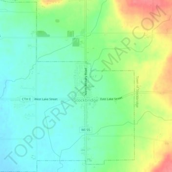 Mapa topográfico Stockbridge, altitude, relevo