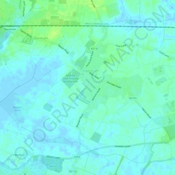 Mapa topográfico Yapton, altitude, relevo