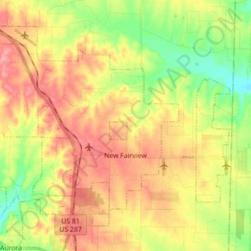 Mapa topográfico New Fairview, altitude, relevo