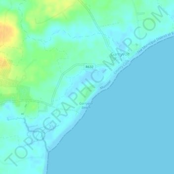 Mapa topográfico Ardnahinch, altitude, relevo