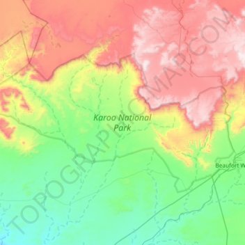 Mapa topográfico Karoo National Park, altitude, relevo